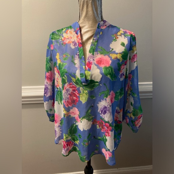 Karlie | Tops | Vintage Karlie Vneck Sheer Blouse Violet Wroses Pull On ...